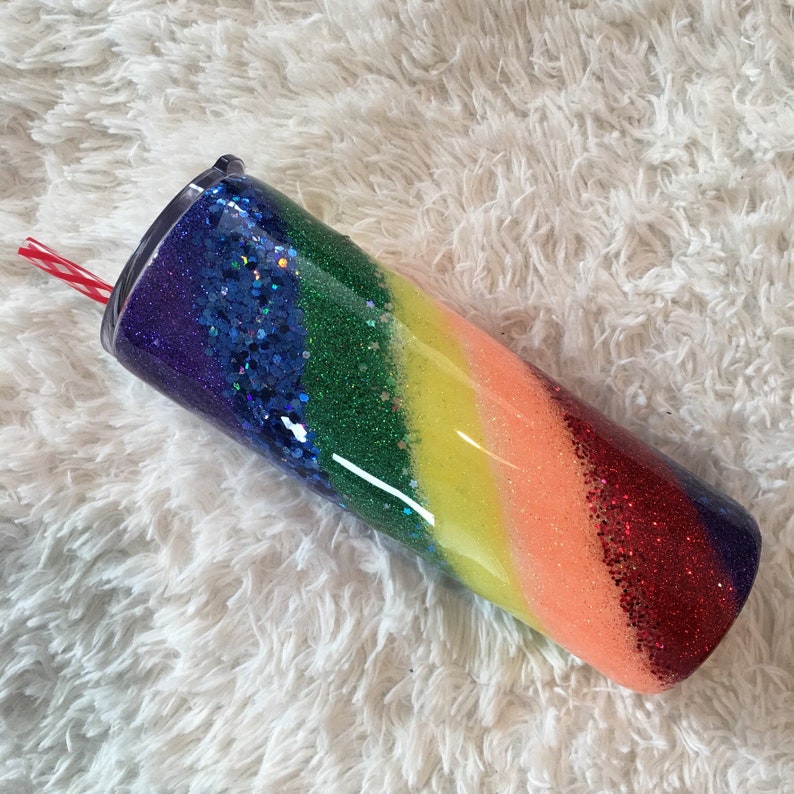 Swirl rainbow Pride Glitter tumbler personalized tumbler | Etsy