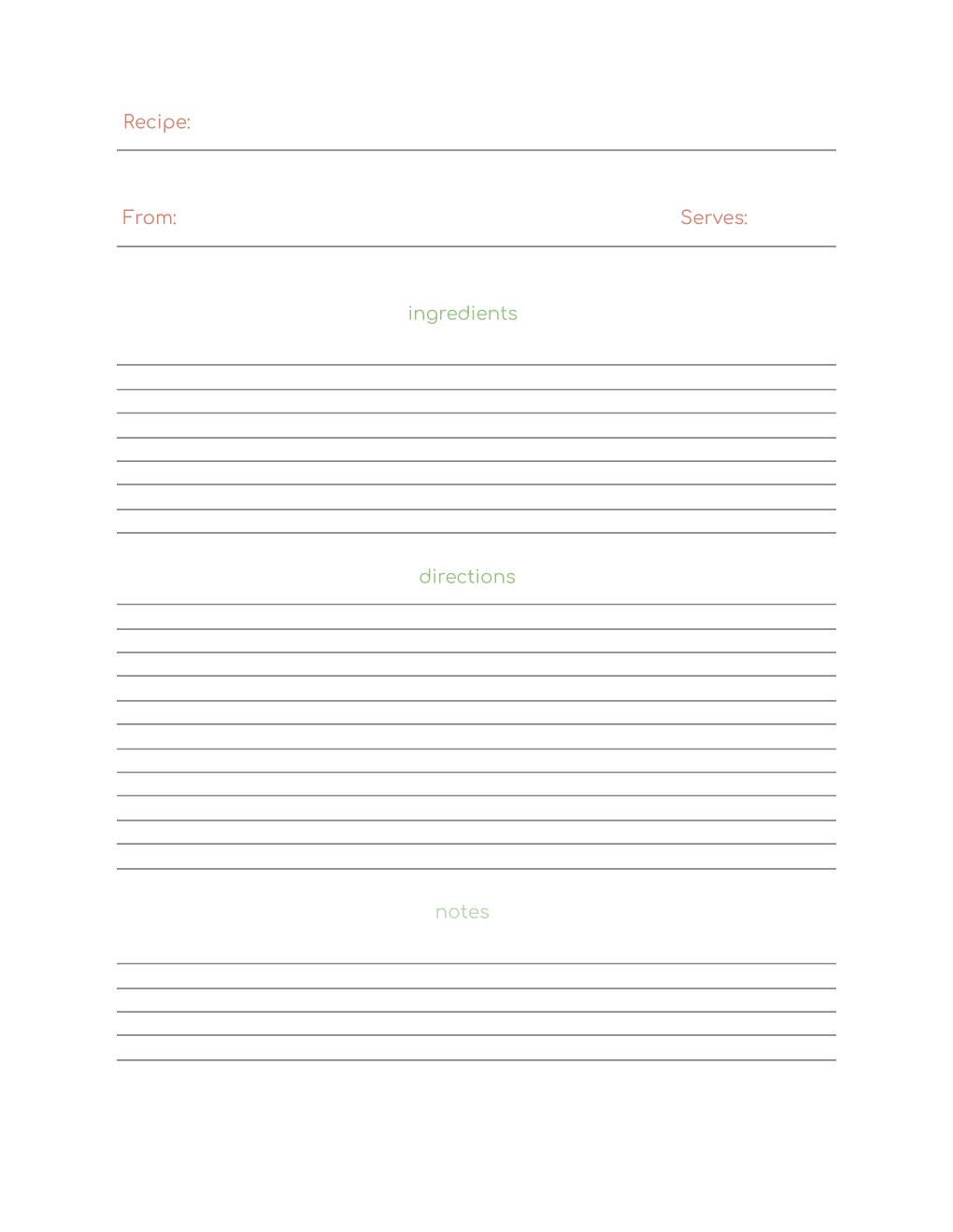 Recipe Template - Etsy