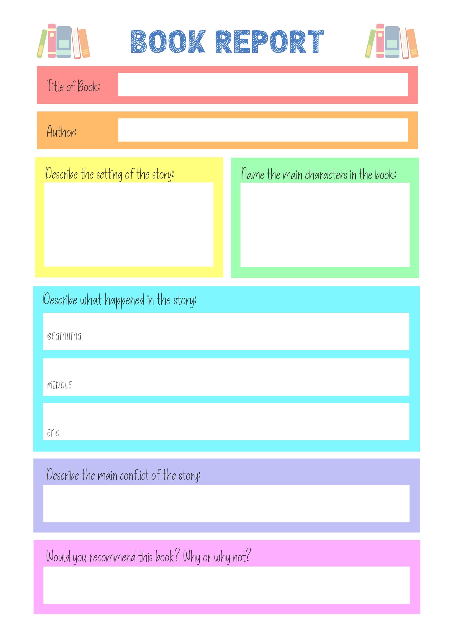 Elementary School Book Report Form - Etsy