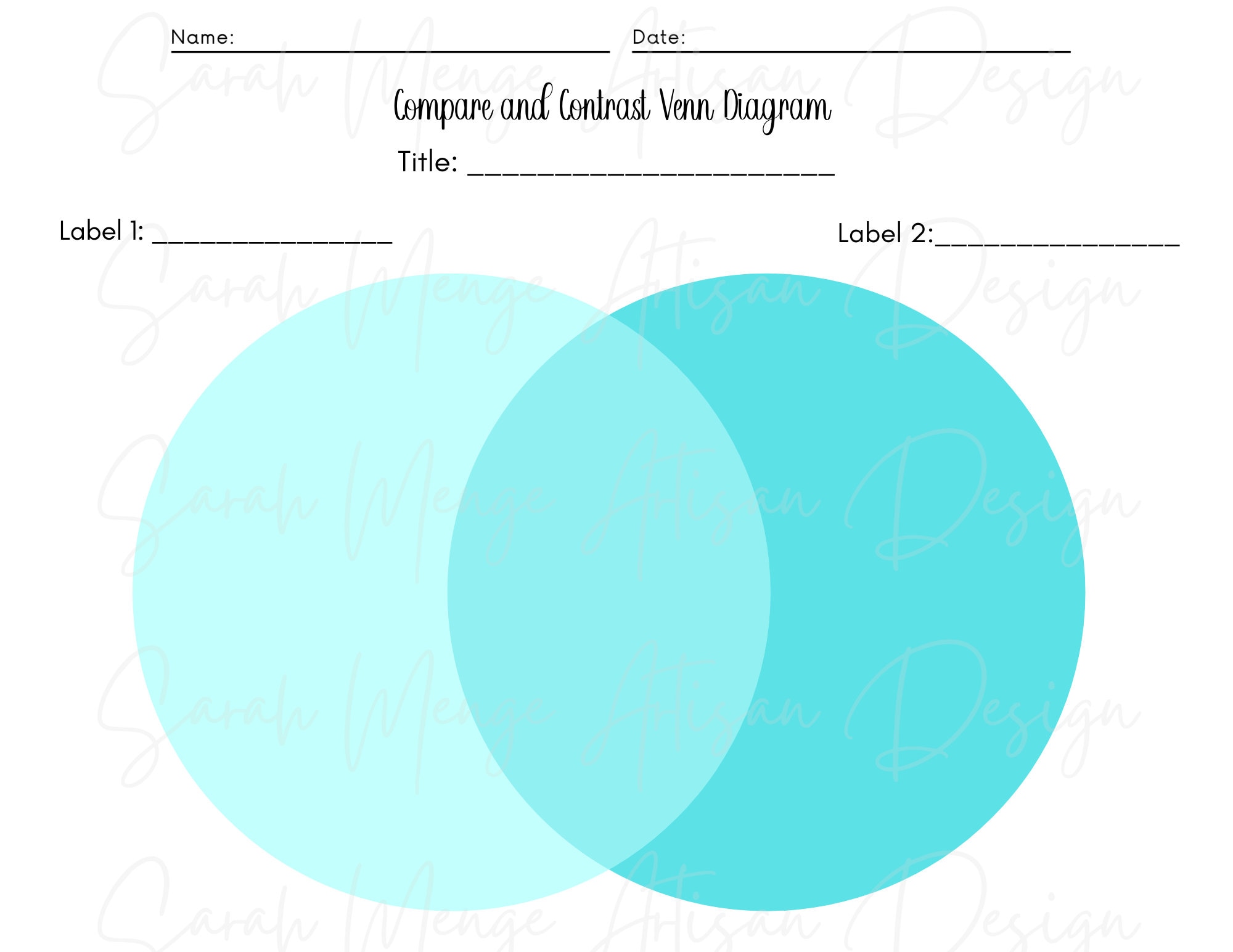 Compare and Contrast Venn Diagram - Etsy
