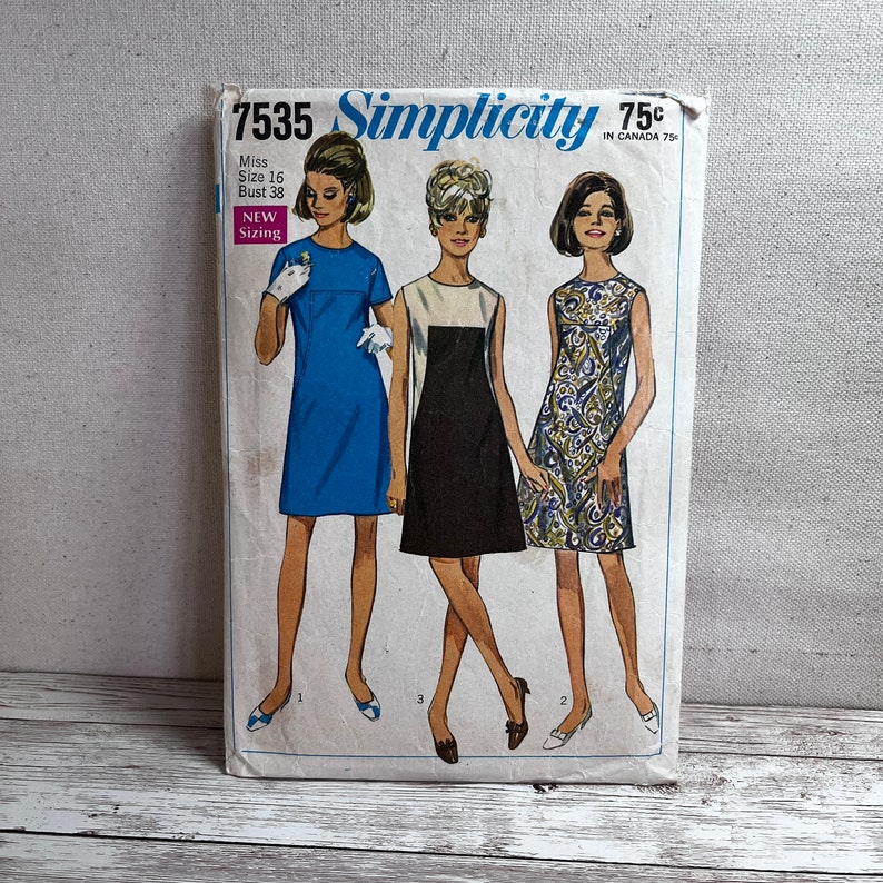 Vintage 1968 Simplicity 7535 Dress. Size 16 Bust 38. - Etsy