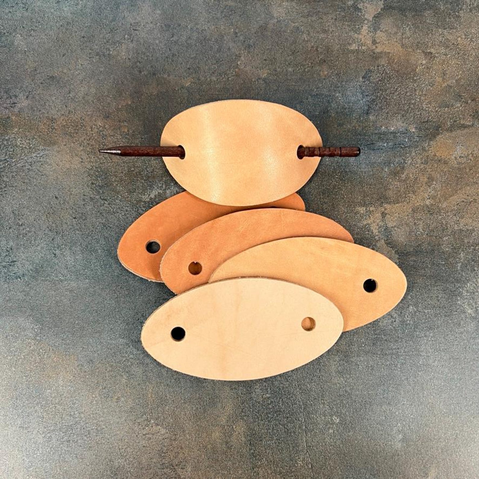 Leather Hair Barrette Blanks With Stick: Veg Tan Leather for Engraving ...