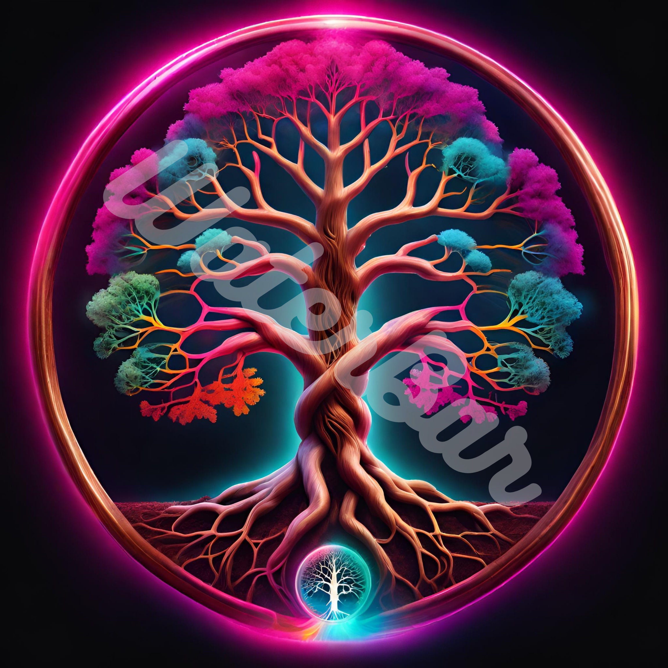 Glowing Neon Tree of Life 21 X 28 Poster - Etsy