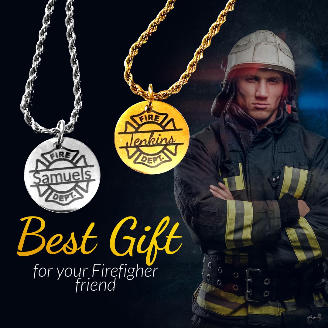 Personalized Firefighter Pendant Necklace: 18K Gold or Silver Stainless ...