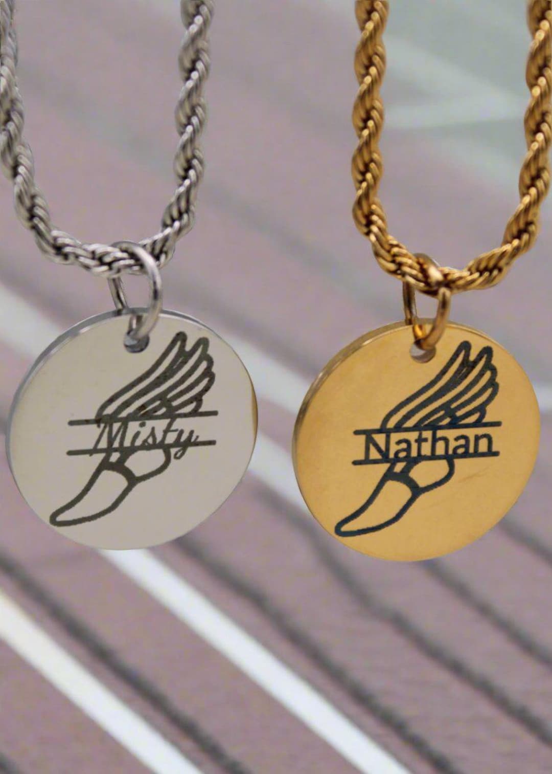 Personalized Track & Field Necklace: Winged Shoe Pendant, Runner Gift ...