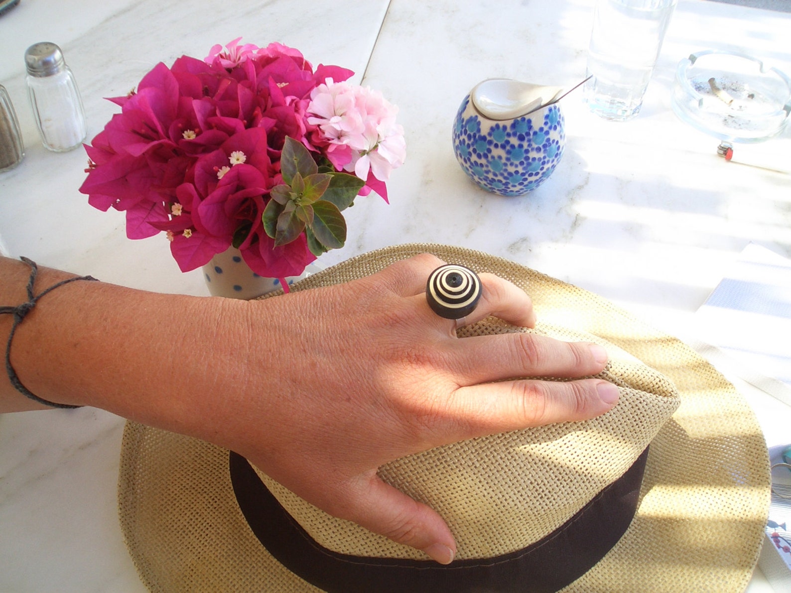 Paper Ring - Black & White Chunky Paper Round Ring With an Adjustable ...