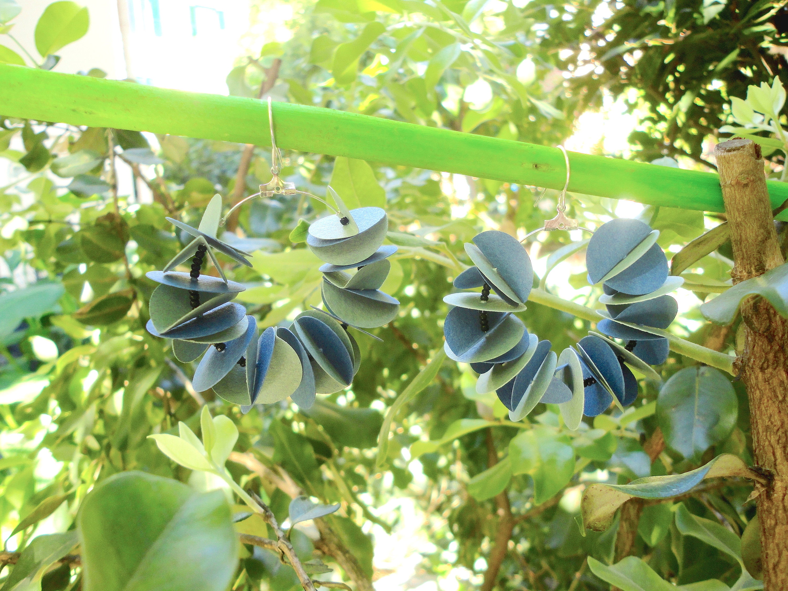 Paper Earrings-statement Hoop Earrings With Folded Paper Discs - Etsy