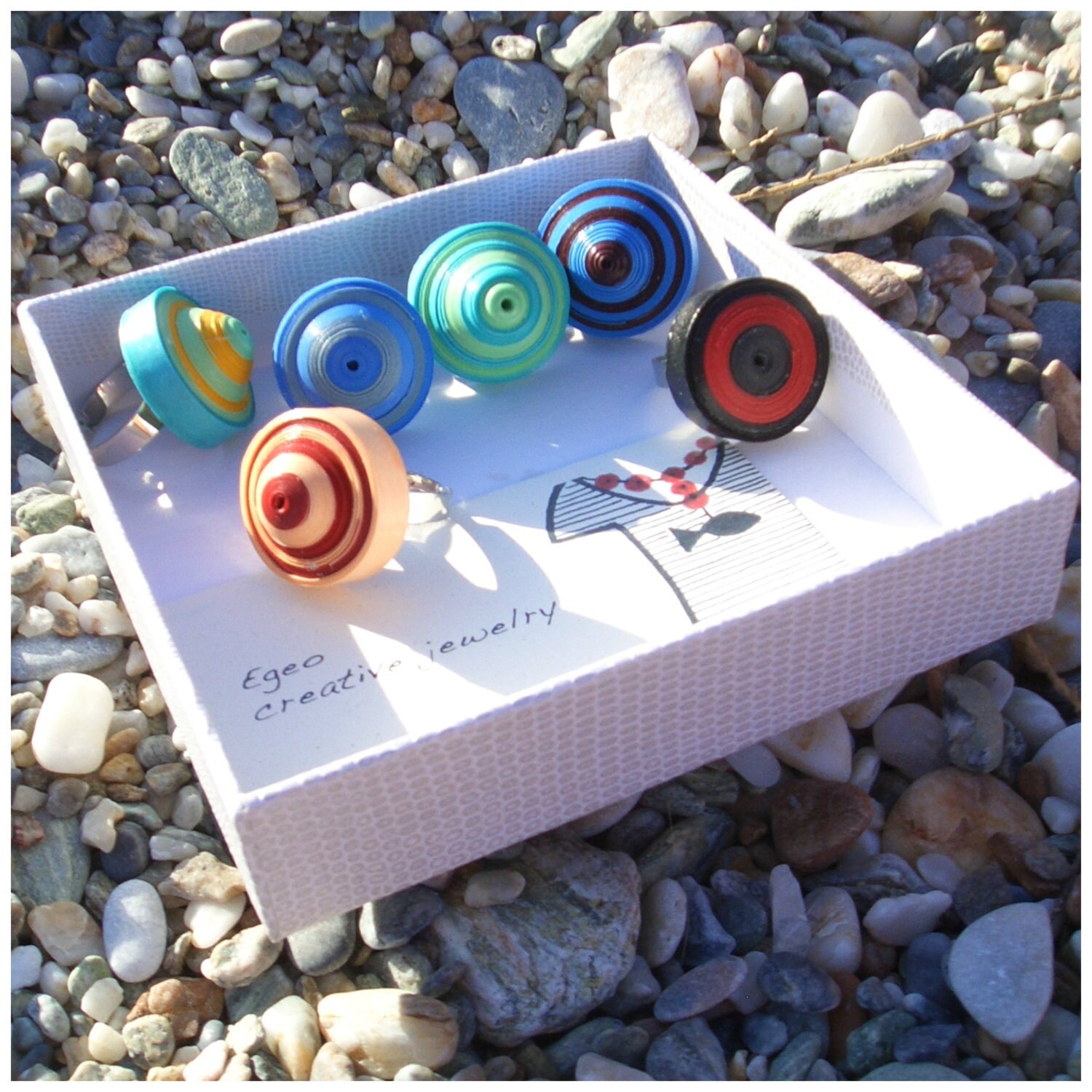 Colorful Jewelry Summer Paper Round Ring With an Adjustable - Etsy