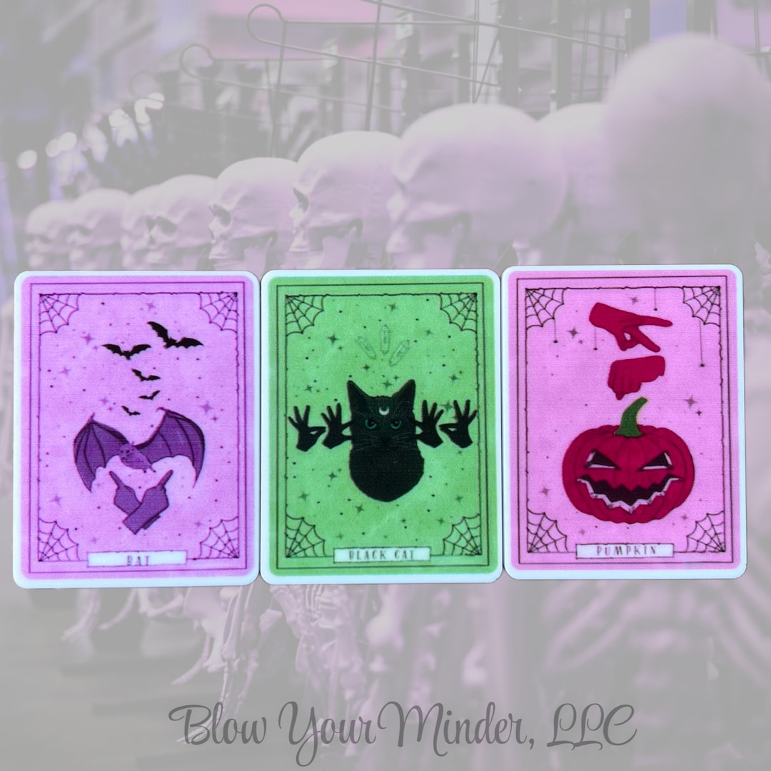 Tarot Card Deaf ASL American Sign Language Pumpkin Cat Bat Halloween ...