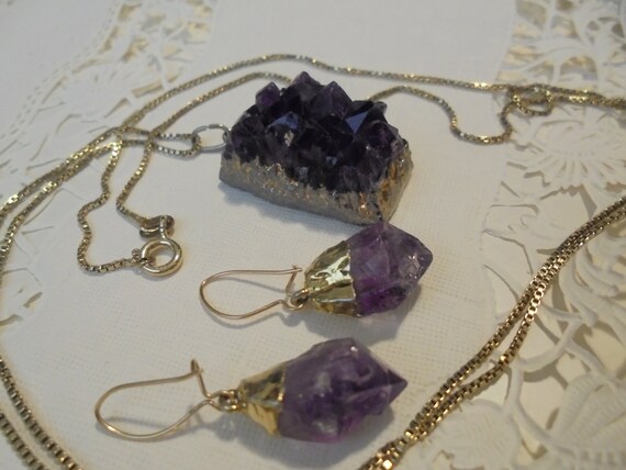 Sterling Silver G.F. Amethyst Crystal Rock Natural … - Gem