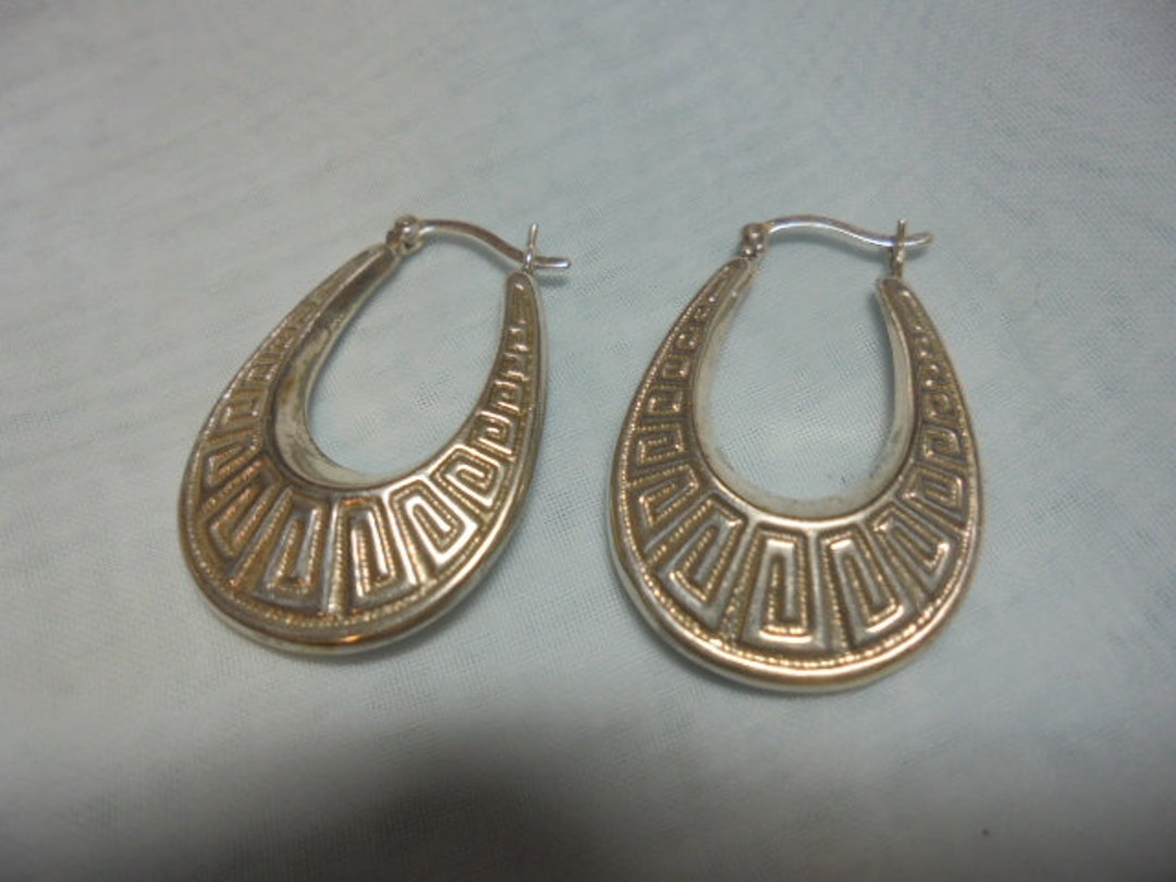 Sterling Silver Aztec Design Hoop Earrings - Etsy