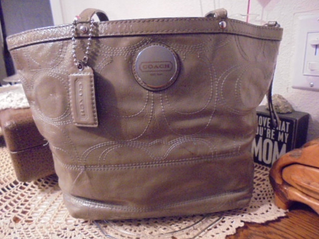 Coach Tan 'C' Signature Leather Satchel Handbag - Etsy