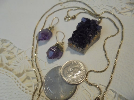 Sterling Silver G.F. Amethyst Crystal Rock Natural … - Gem