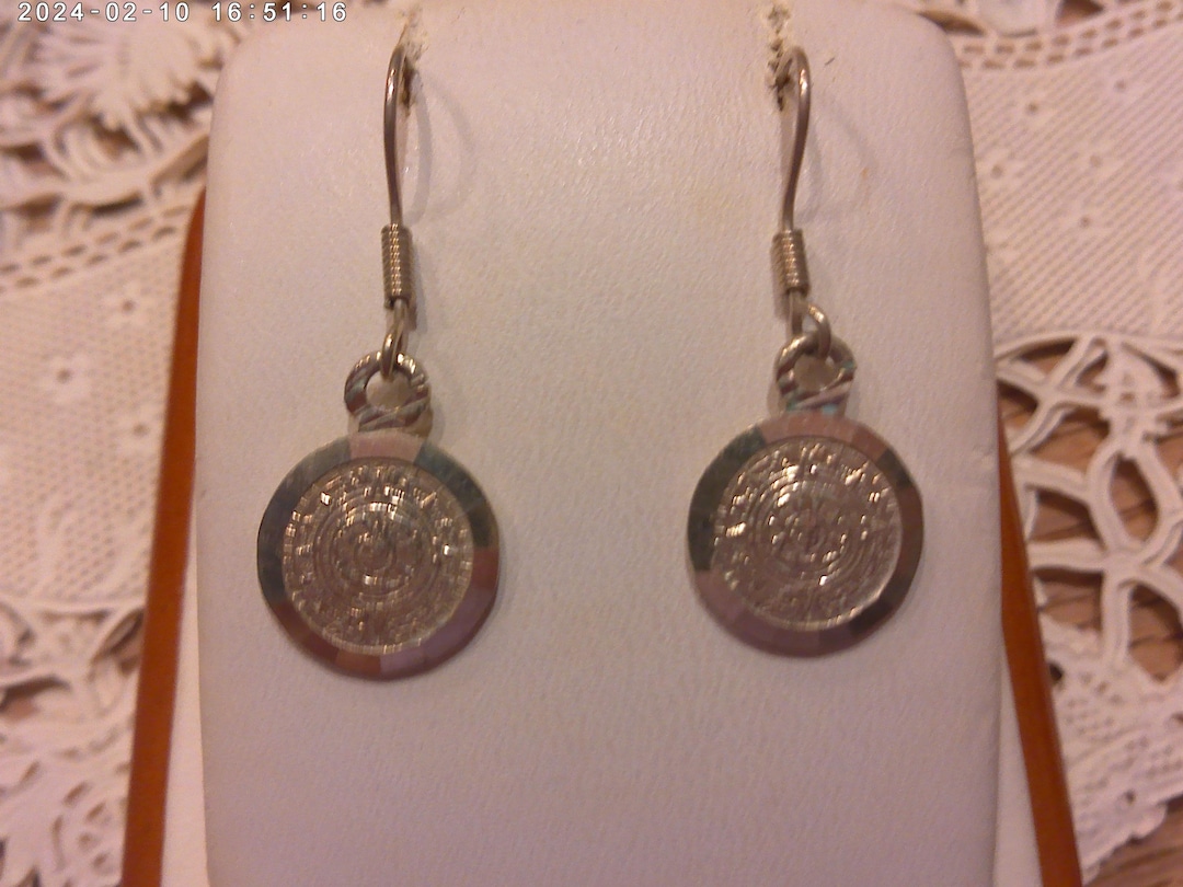 Sterling Silver Mayan Sun God Drop Dangle Hook Earrings - Etsy