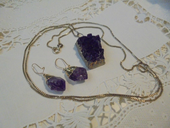 Sterling Silver G.F. Amethyst Crystal Rock Natural … - Gem