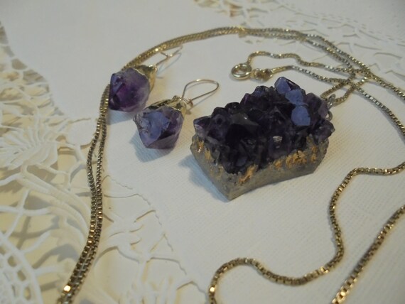 Sterling Silver G.F. Amethyst Crystal Rock Natural … - Gem