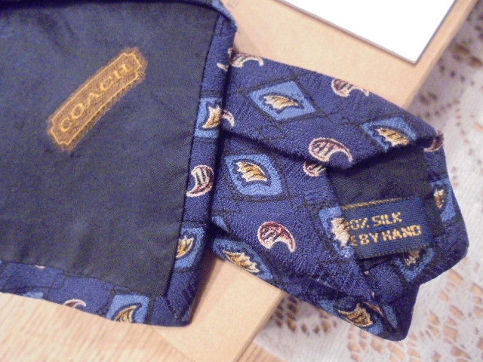 Coach Man's Tie Vintage Blue / Yellow Pattern - Etsy