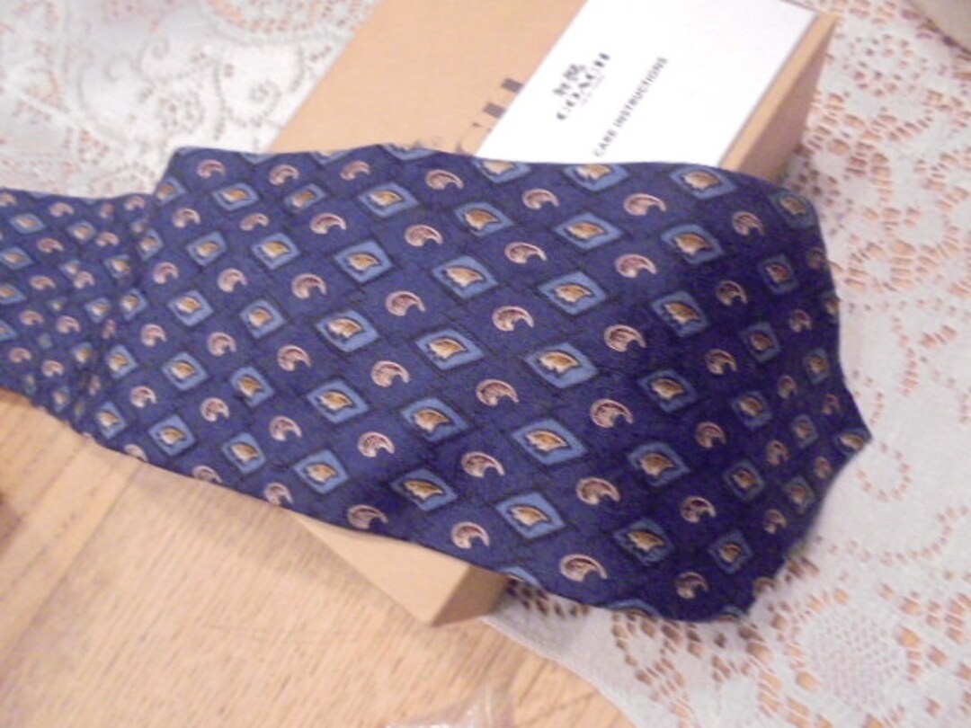Coach Man's Tie Vintage Blue / Yellow Pattern - Etsy
