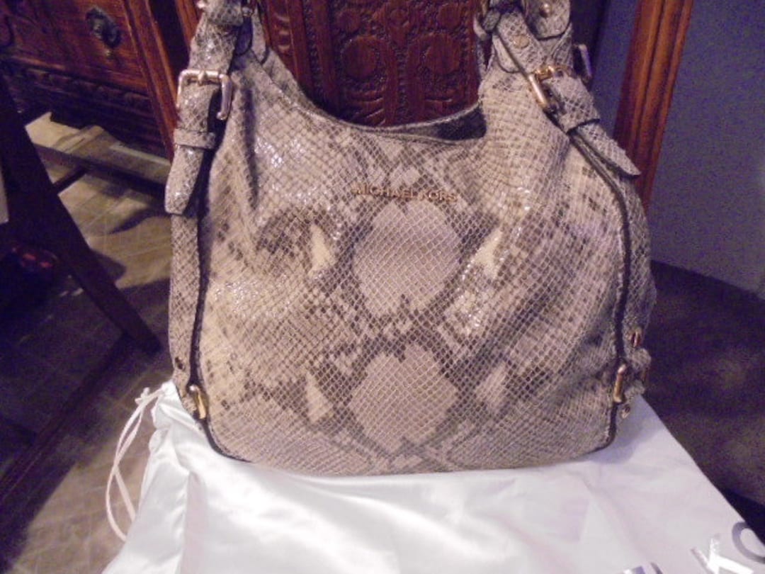 Michael Kors Faux Python Leather Double Handle Handbag - Etsy
