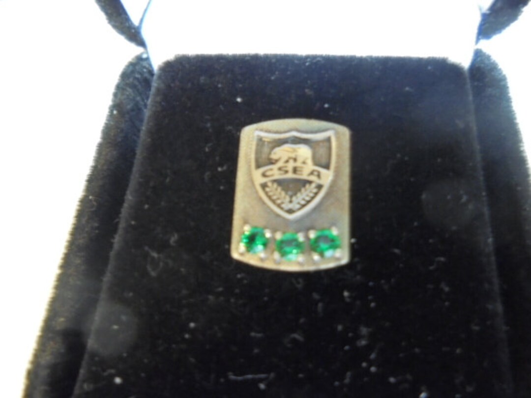 Sterling Silver Green Gemstones CSEA California Pin - Etsy