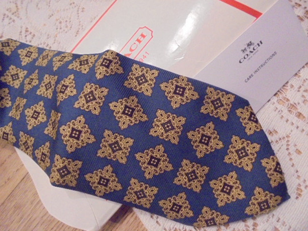 Coach Man's Tie Vintage Blue / Yellow / Brown Pattern - Etsy