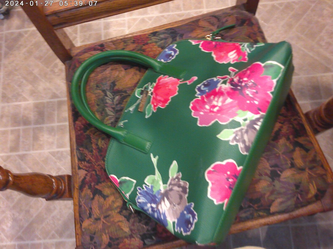 Kate Spade Leather Green Pink Blue Flower Handbag - Etsy