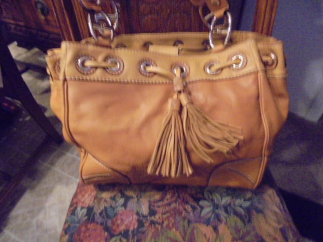 Michael Kors Brown Leather Draw String Tassel Hobo Handbag - Etsy
