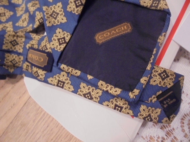 Coach Man's Tie Vintage Blue / Yellow / Brown Pattern - Etsy