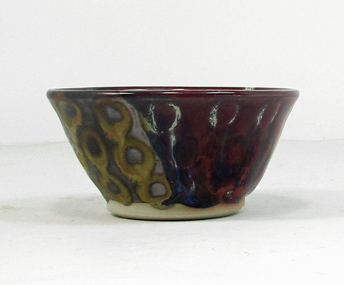 Tiny Bowl in Satin Black and Bright Red With Circles - Etsy