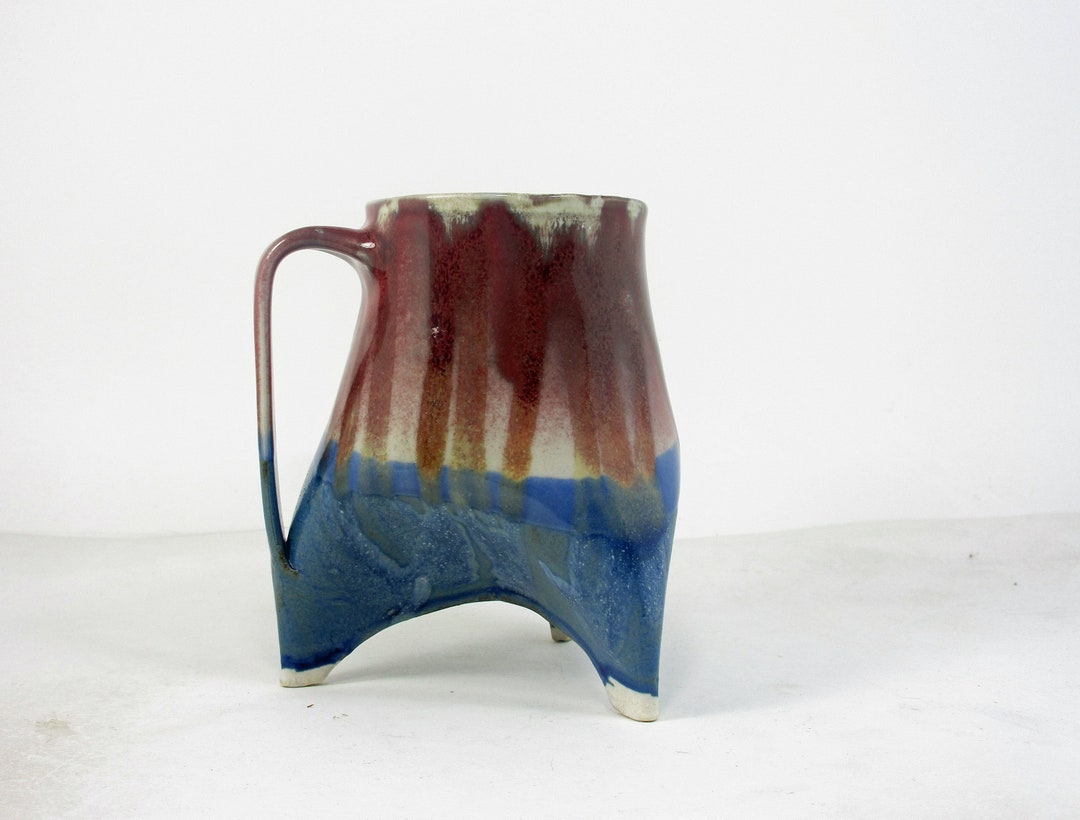 Tripod Cup in Red and Blue With Lighter Lines - Etsy