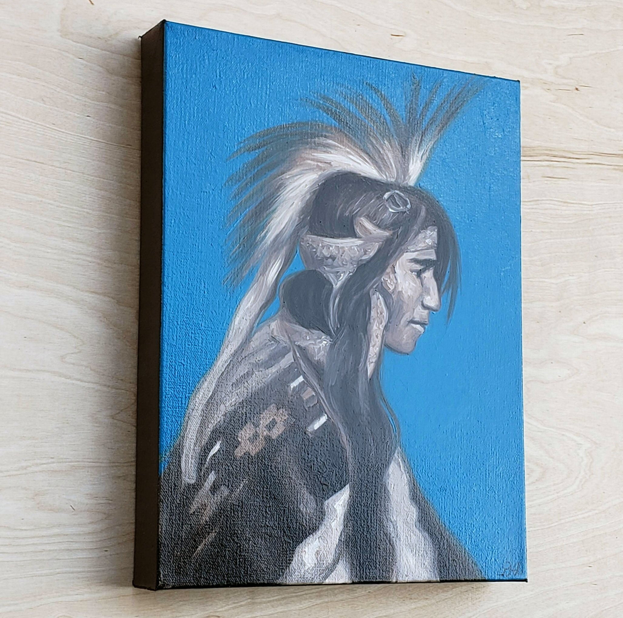 American Indian Art Native American Painting Blue Cree Indian Portrait ...