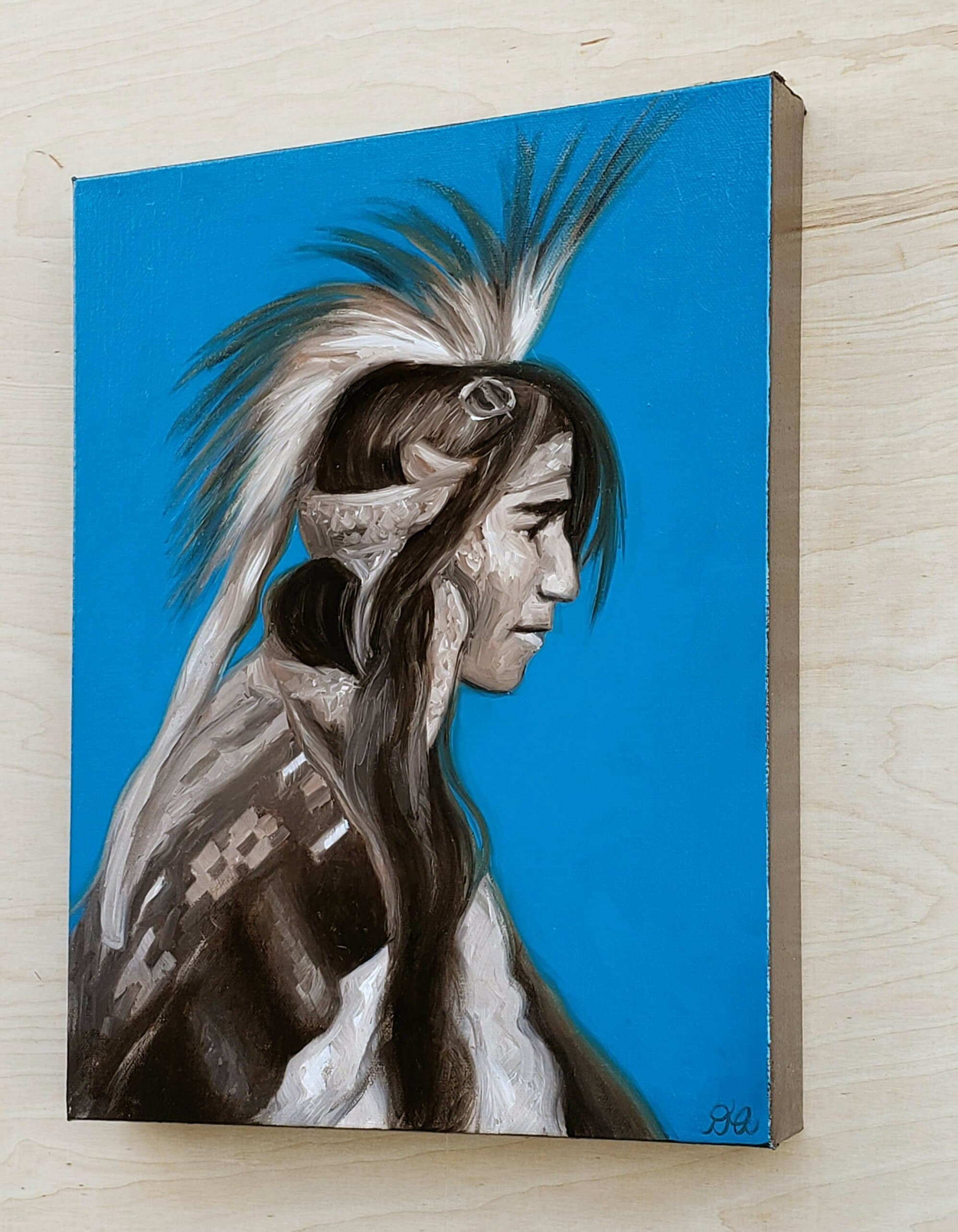 American Indian Art Native American Painting Blue Cree Indian Portrait ...