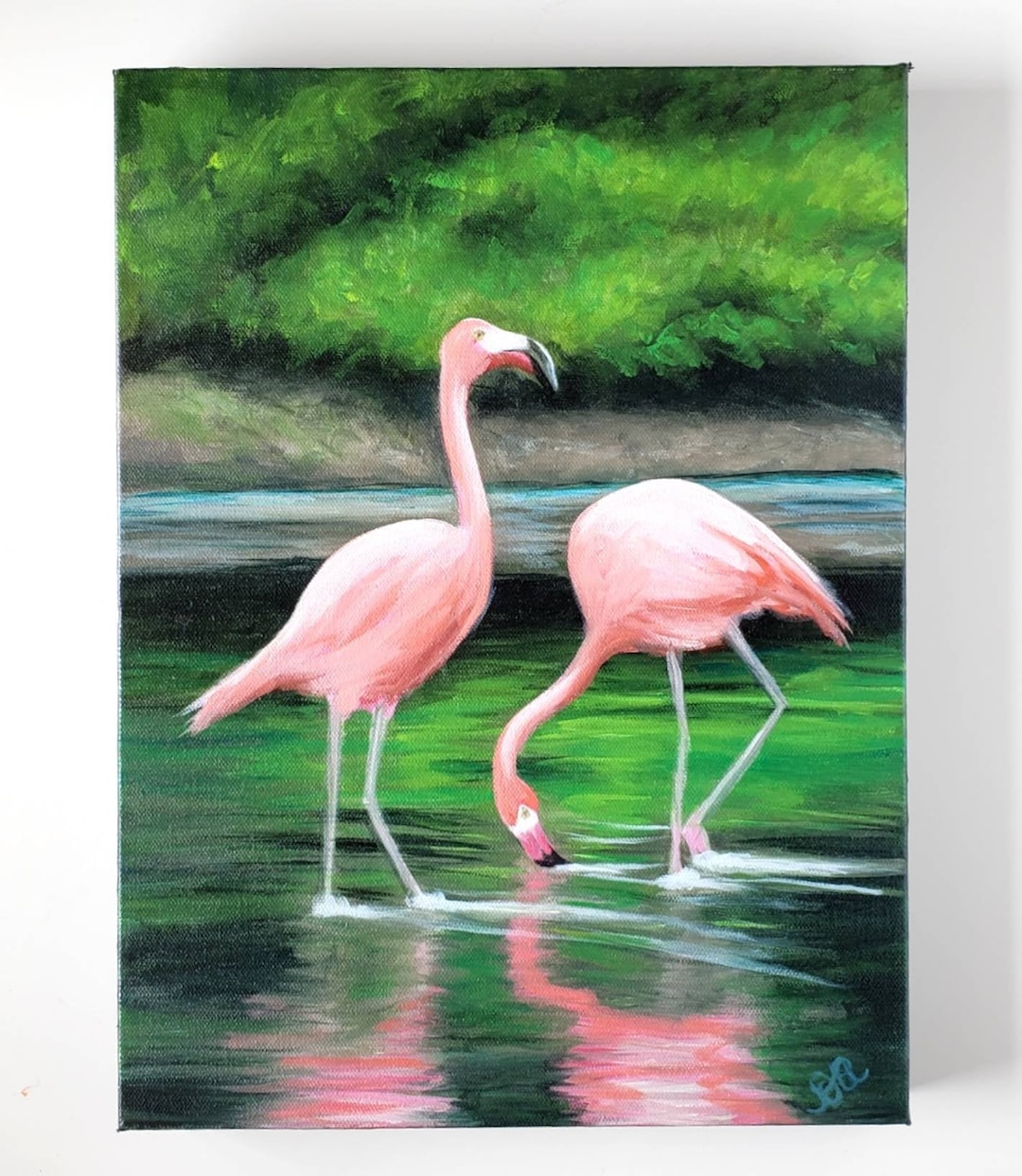 Small Flamingo Painting Original Oil Painting of Flamingo Bird Art Wall ...