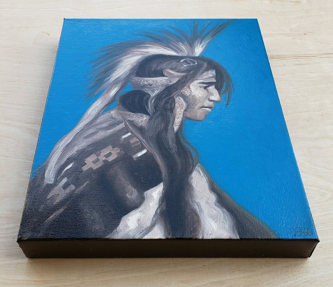American Indian Art Native American Painting Blue Cree Indian - Etsy