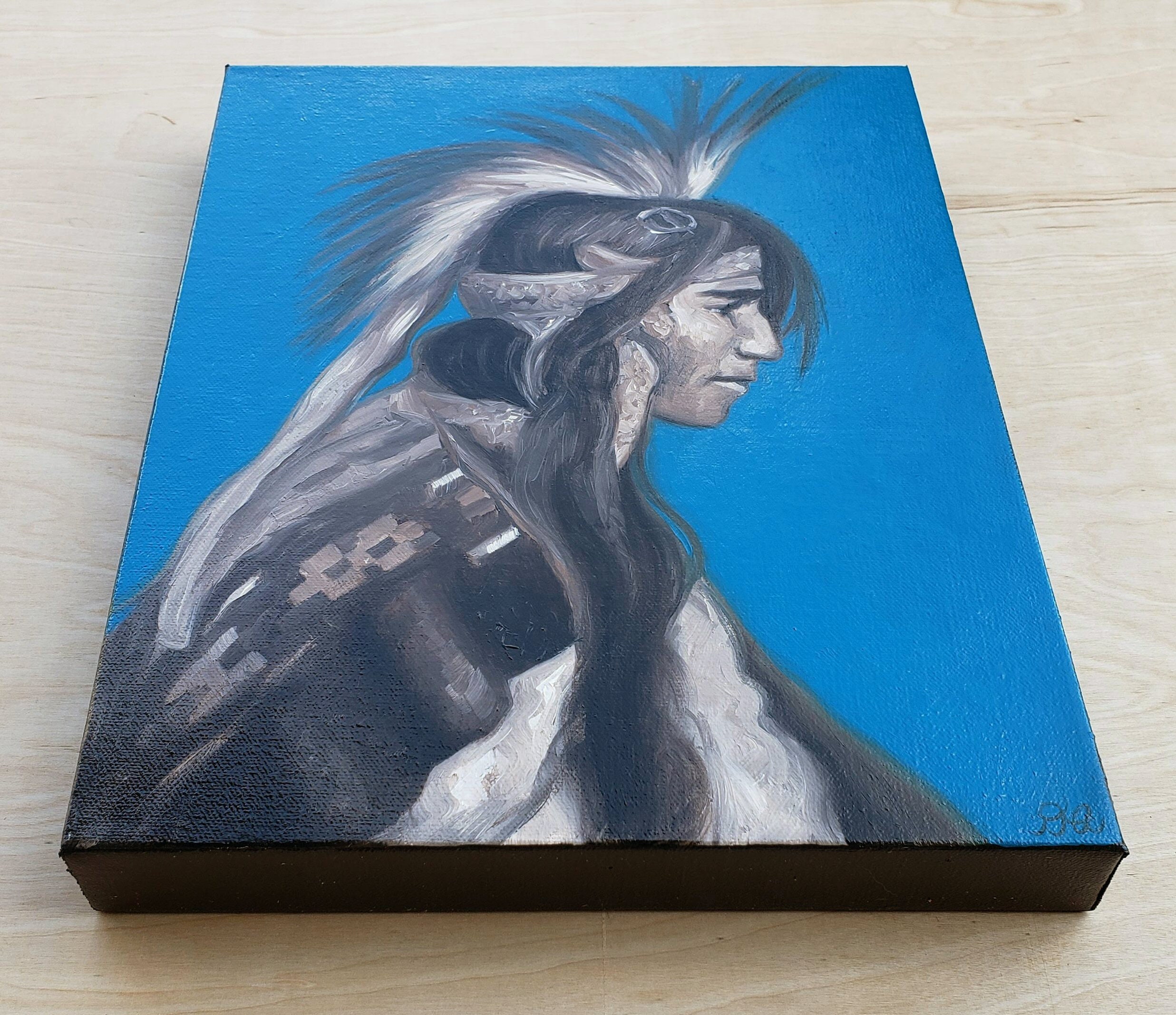 American Indian Art Native American Painting Blue Cree Indian Portrait ...