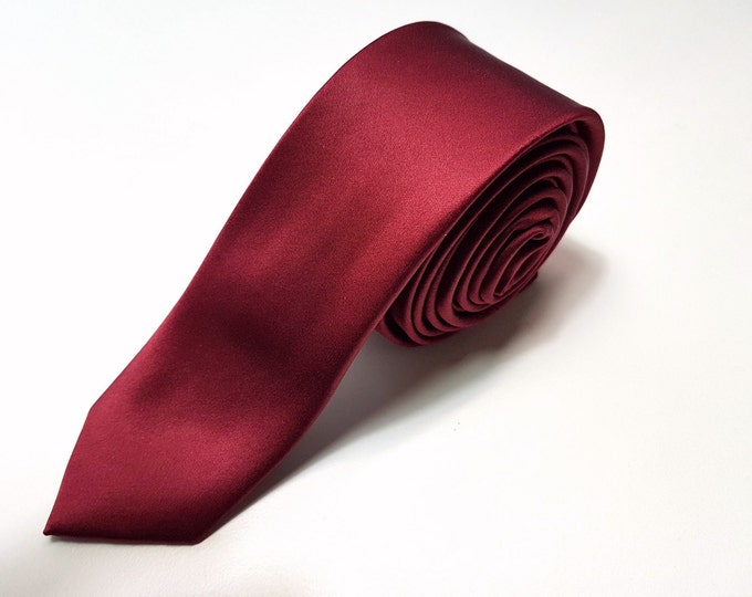 SKINNY Silk Tie in Dark Red - Etsy