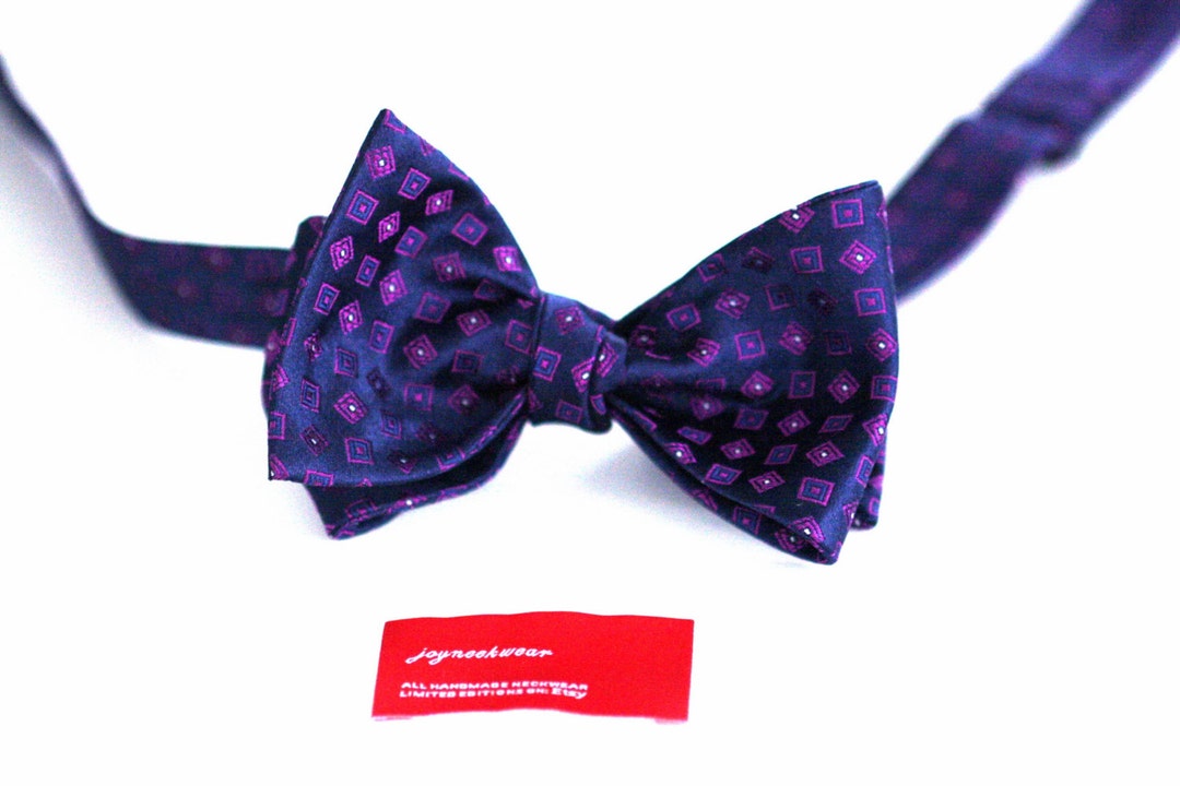 Silk SELF TIED Bow Tie in Cassis Raspberry Purple Navy Blue - Etsy