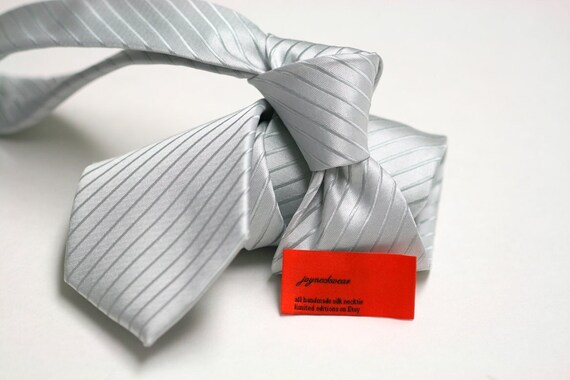 Tie 3 Inch in Stripes in Silver Grey on Silver Grey - Etsy