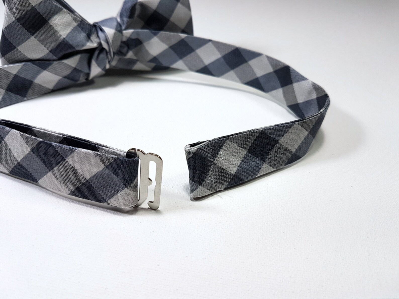 Silk SELF TIED Bow Tie in Checker Checks With Silver Sterling | Etsy