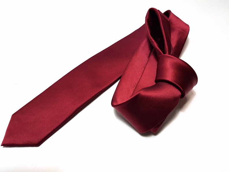 SKINNY Silk Tie in Dark Red - Etsy