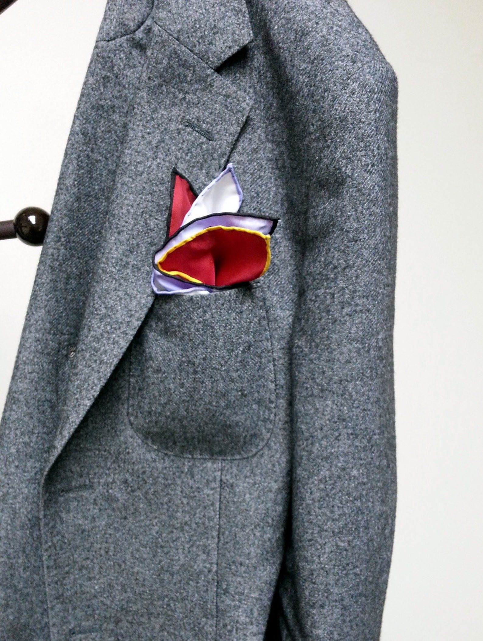 Multi-color SILK POCKET SQUARE in Reds Lilac Yellow White - Etsy