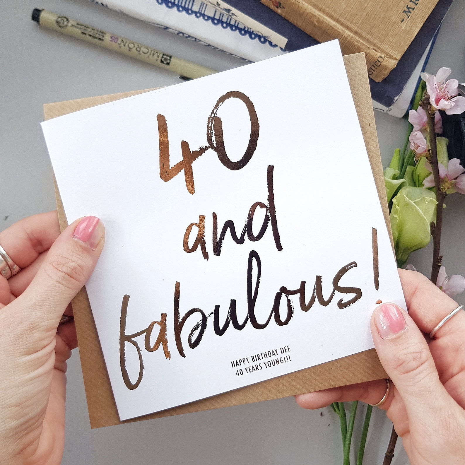40th Birthday Card 40 and Fabulous Fortieth Personalised Birthday Card ...