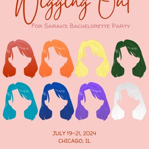 Printable Bachelorette Party Invitation, Printable Invitation, Wig ...