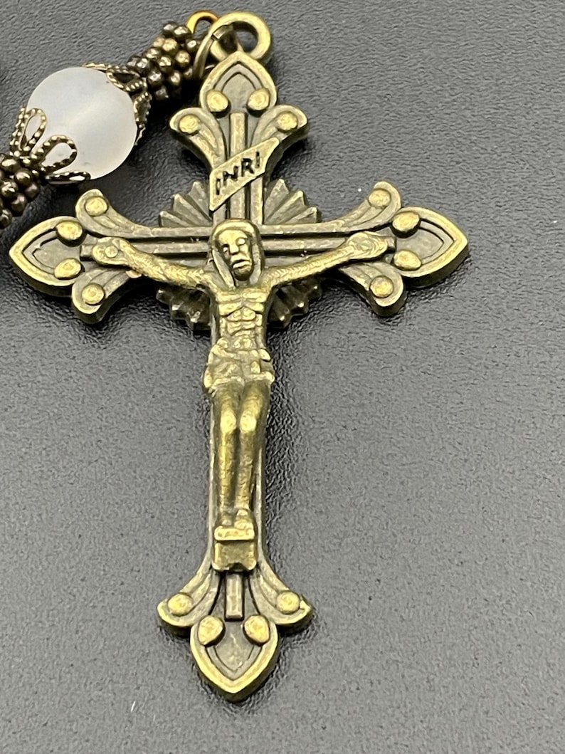 St Joseph Rosary, Amethyst and White Agate Beads, Heirloom Quality - Etsy