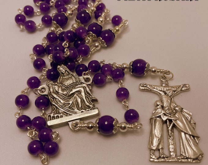 Passion of the Lord Lenten Rosary, Purple Bead Rosary With Pieta Center ...