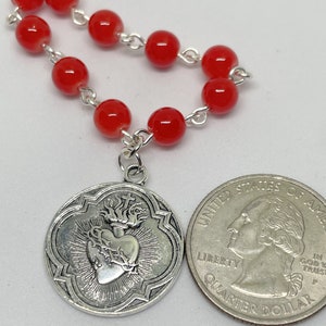 Surrender Novena Chaplet: Red Glass Beads, Sacred Heart Medal - Etsy
