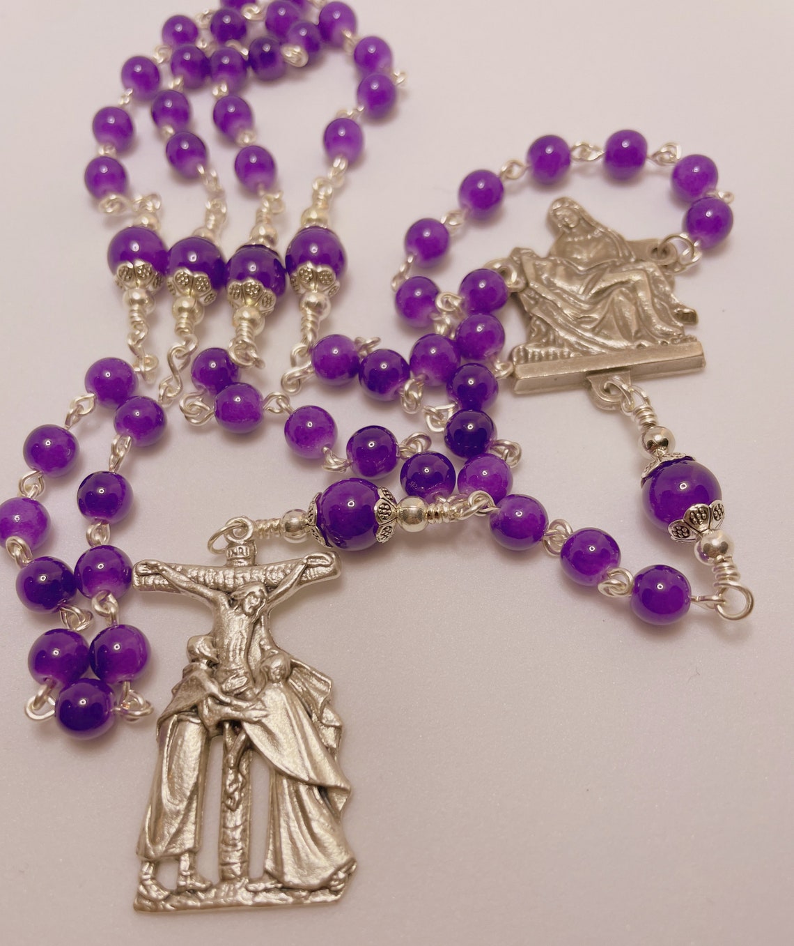 Passion of the Lord Lenten Rosary Purple Bead Rosary With - Etsy