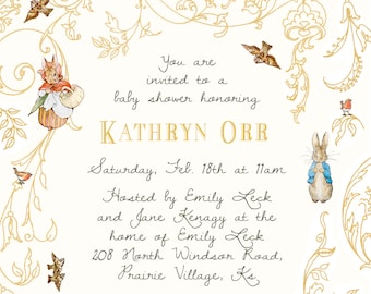Beatrix Potter Baby Shower Invitations, Peter Rabbit Themed Baby Shower ...