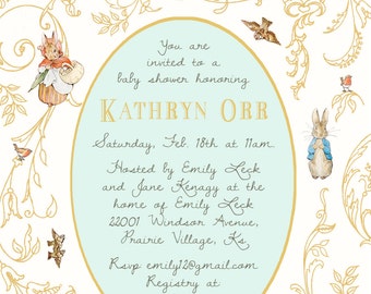 Woodland Animal Invitations, Beatrix Potter Baby Shower Invitations ...
