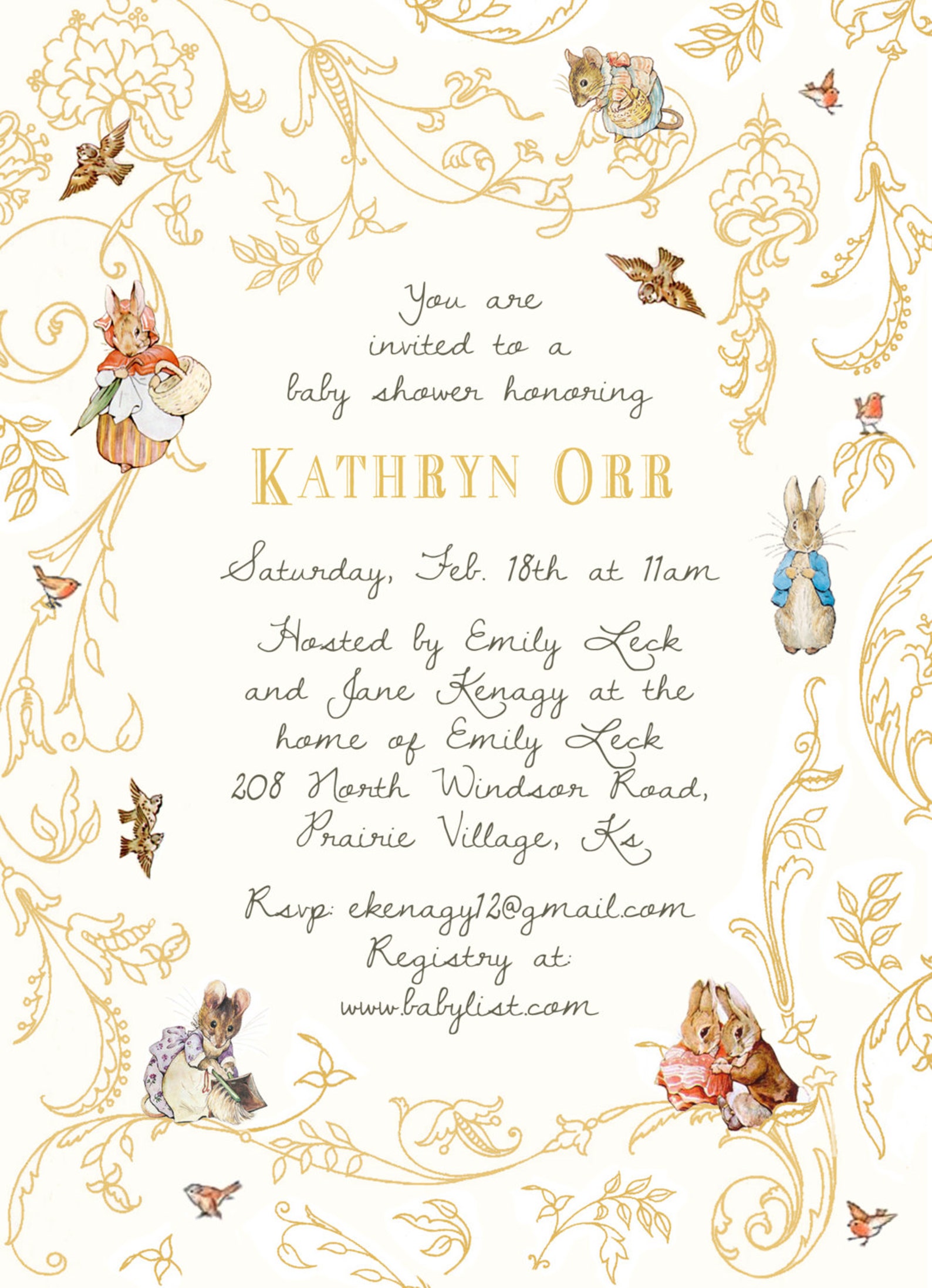 Woodland Animal Invitations, Beatrix Potter Baby Shower Invitations ...